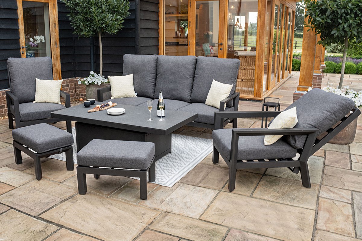 Manhattan Reclining 3 Seat Sofa With Rising Table & Footstools - Maze
